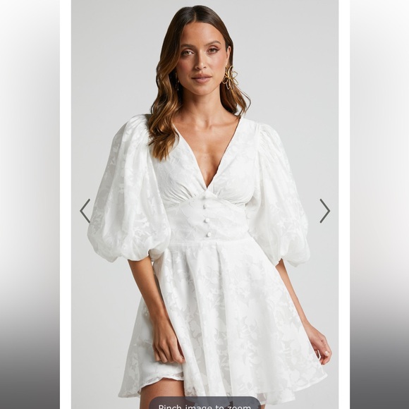 Showpo. | Dresses | Showpo Jammie Mini Dress Puff Sleeve White Size 2 ...